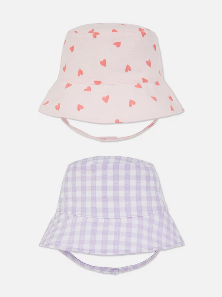 Primark 2 pk heart/gingham bucket hats – Welcome baby
