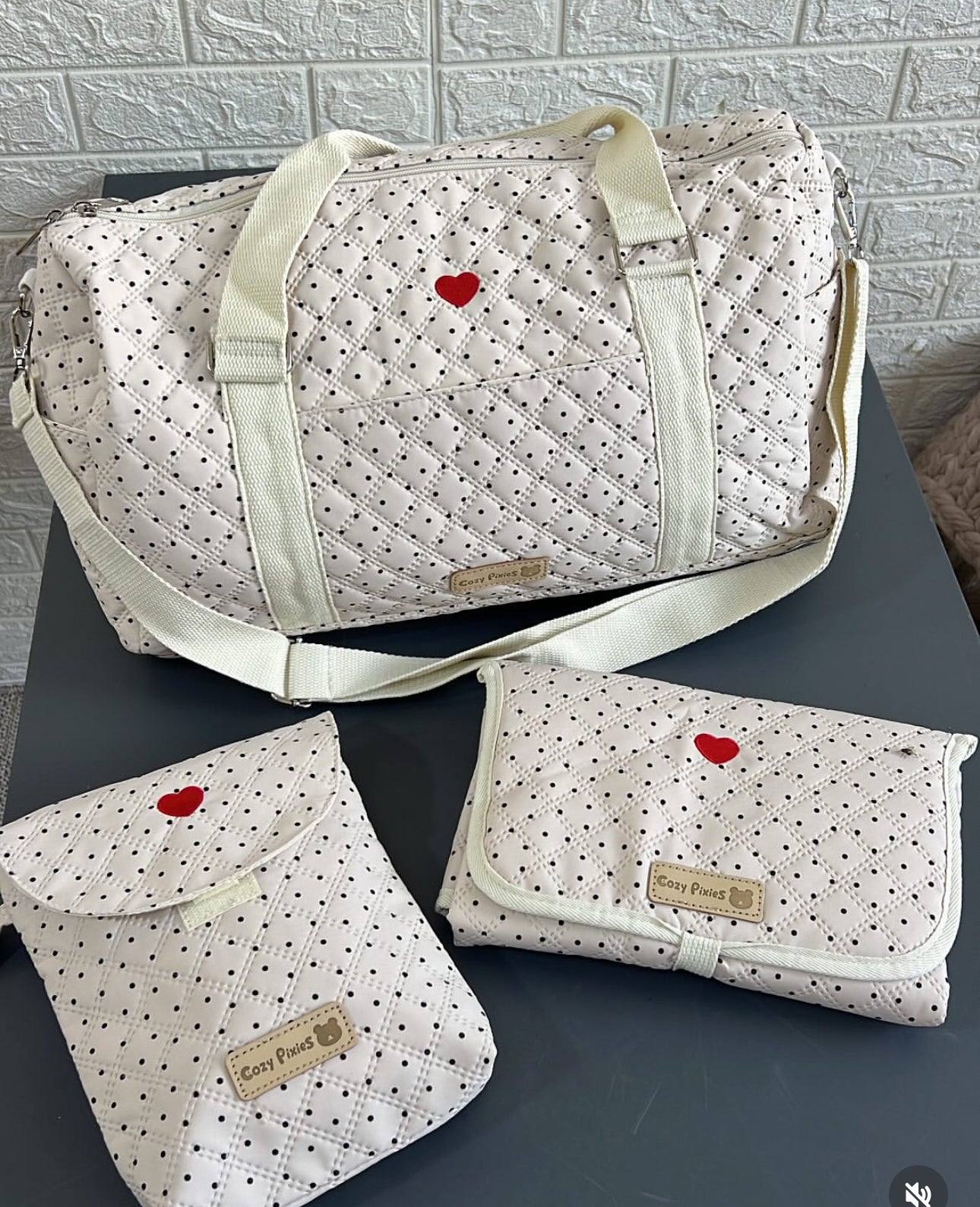 Hearts Diaper bag set – Welcome baby